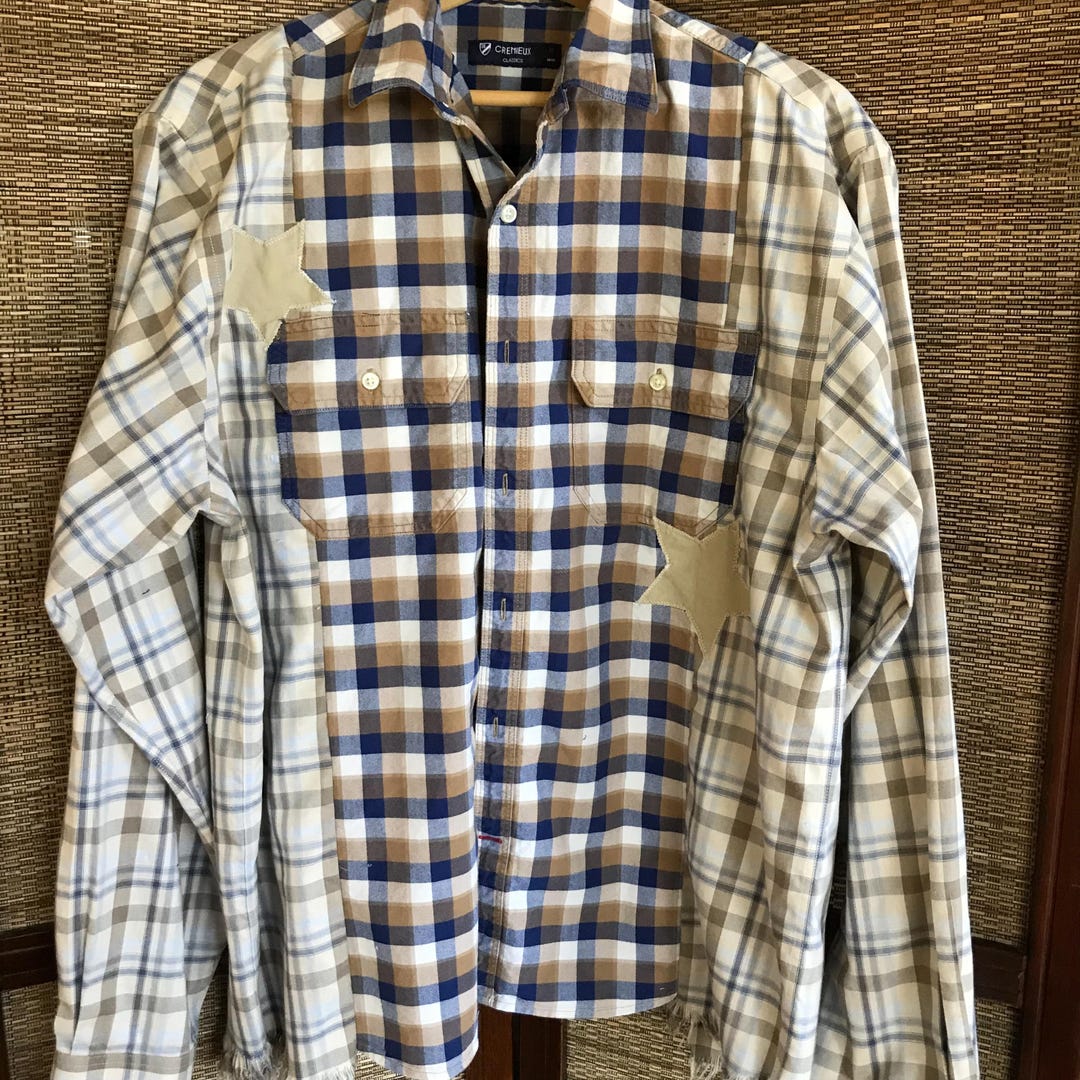 Mixed Print Button-down Shirt for Fall Oversized Spliced Shirt in ...