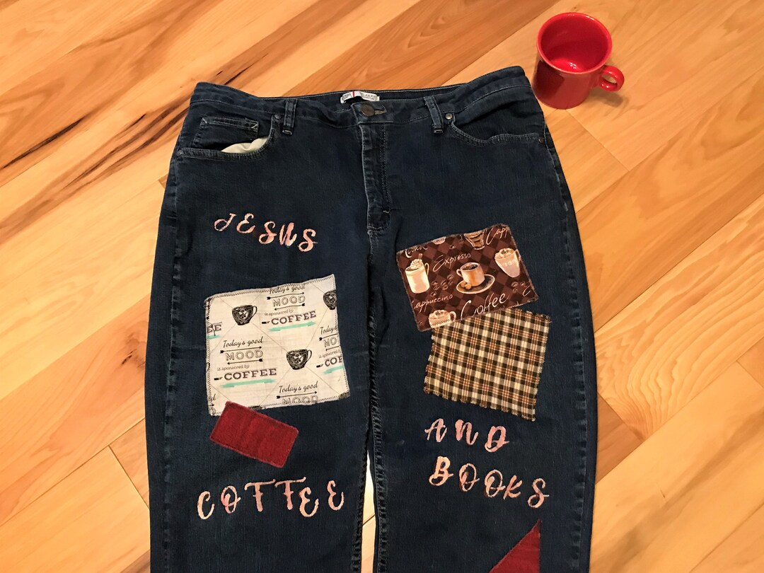 Boho Hippie Patchwork Jeans Upcycled Women's Plus Size, Handmade ...