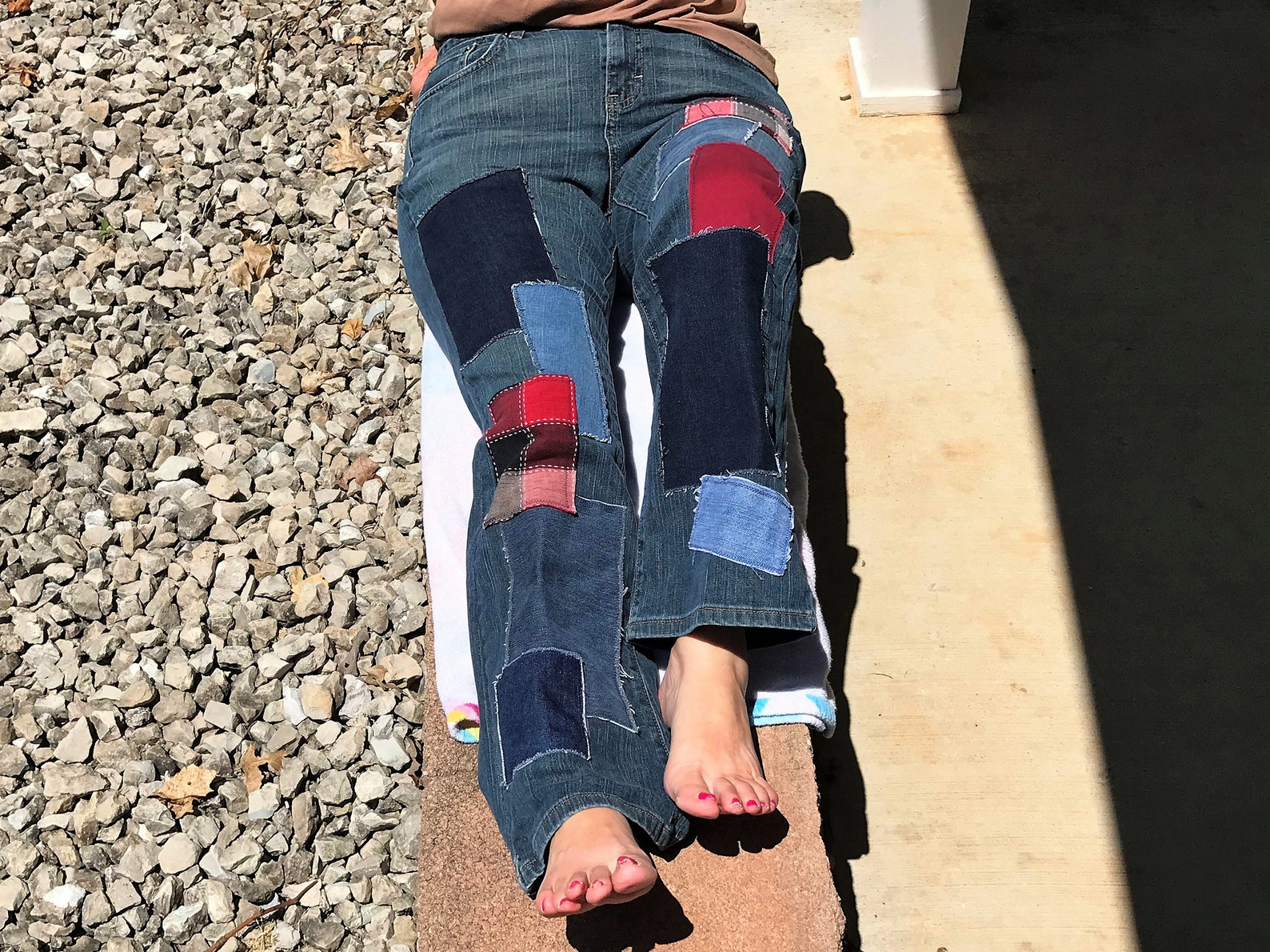 Reworked Denim and Plaid Patch Jeans Size 10 Calvin Klein - Etsy