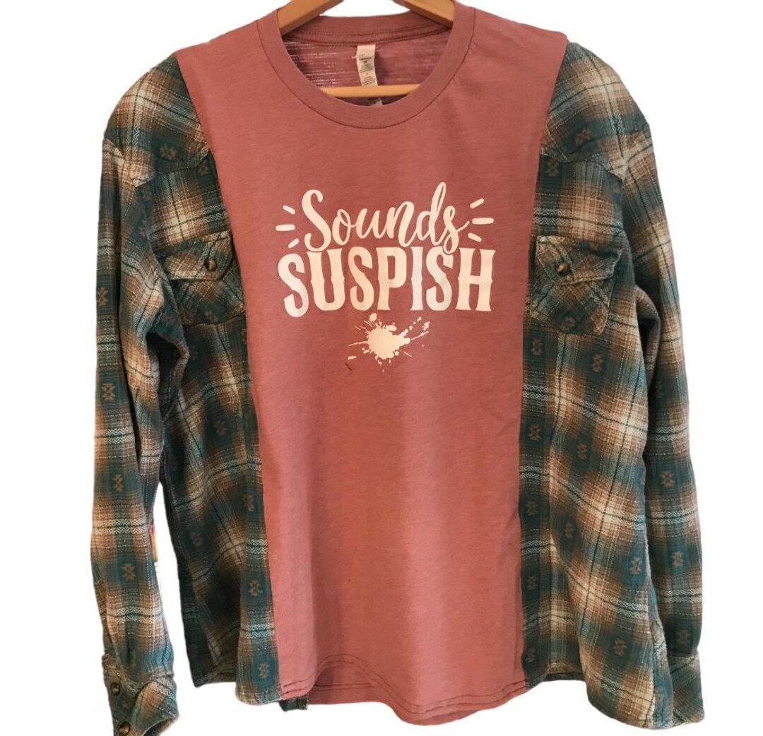 Reworked Flannel Tee Size S-M, Upcycled Oversized Graphic T-shirt ...