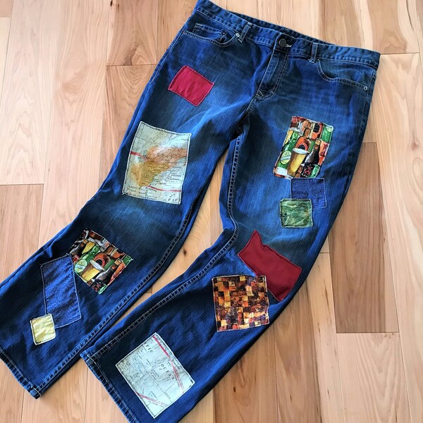 Patchwork Jeans - Etsy