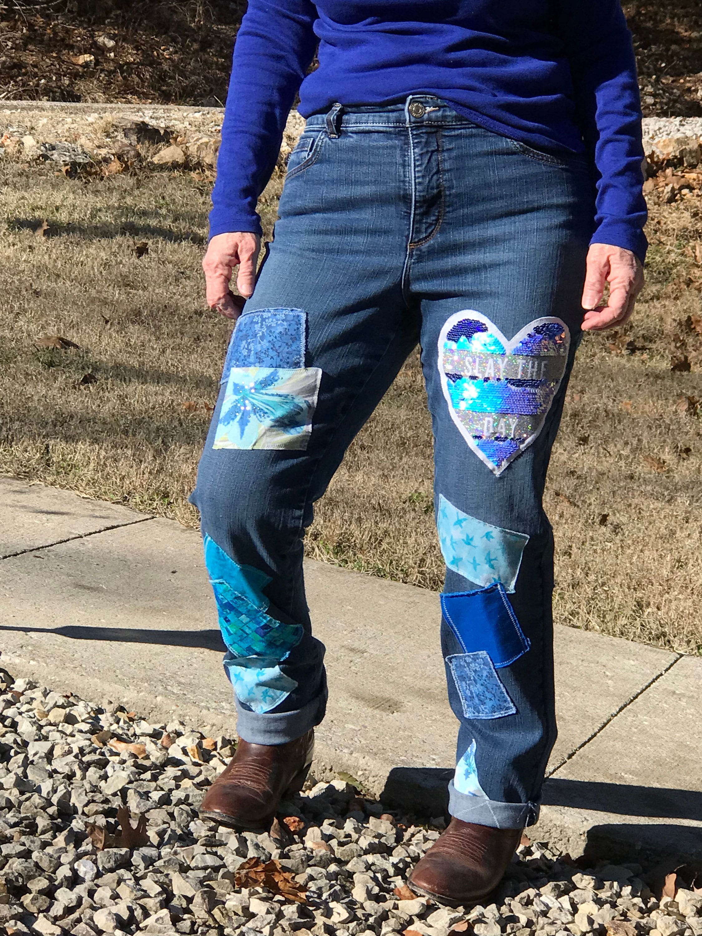 Boho Hippie Upcycled Patchwork Jeans Women's Size 6, Handmade Decorated ...