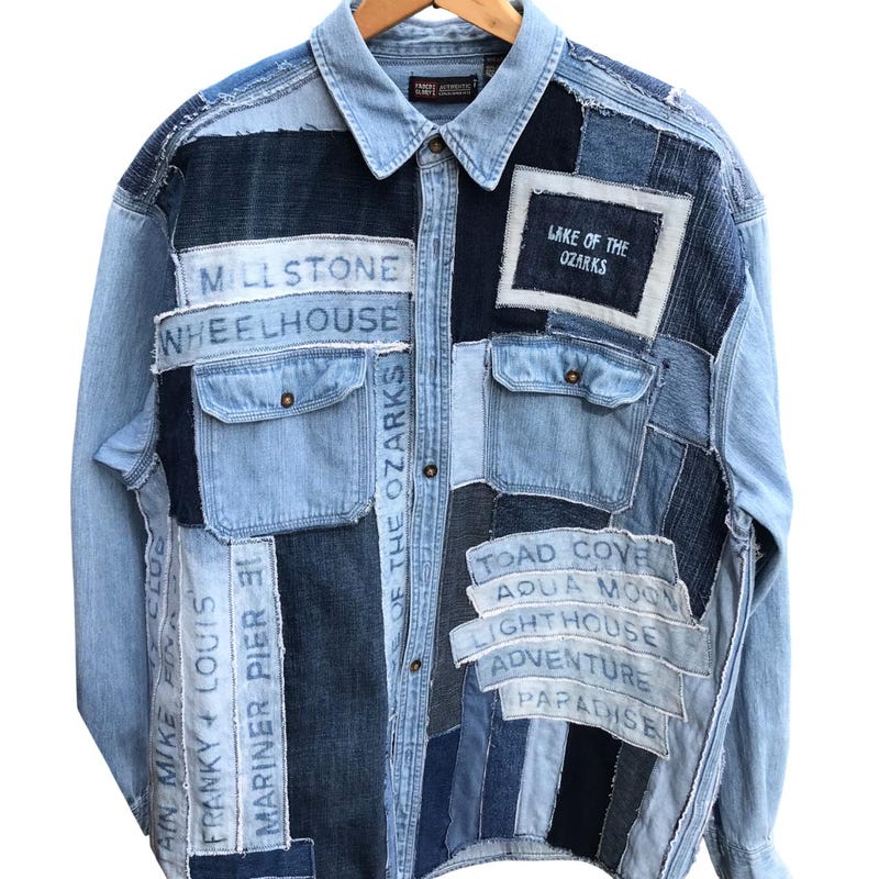 Patchwork Denim Men - Etsy