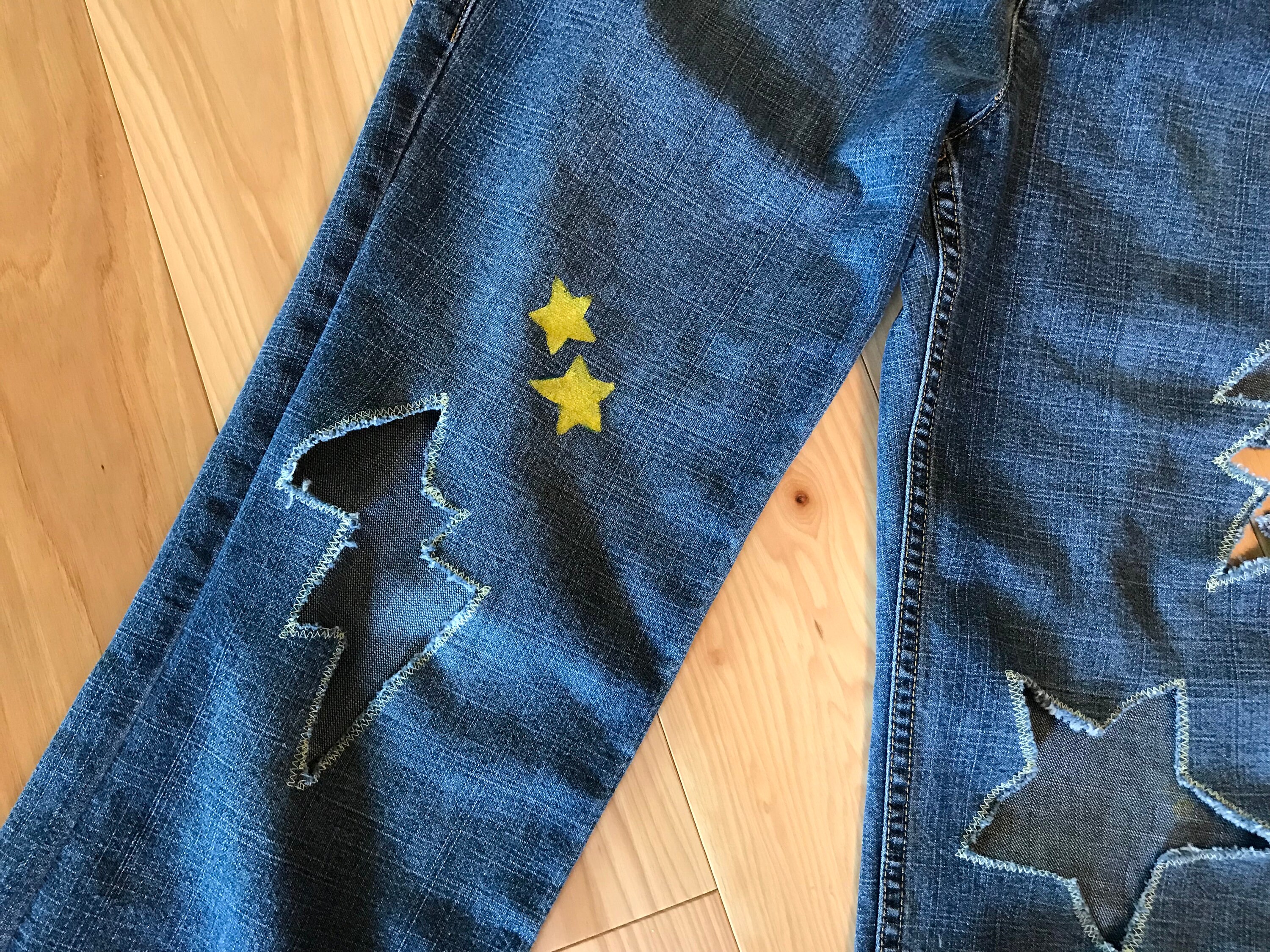 Destroyed Ripped Jeans With Cutouts, Embellished Edgy Stars and Bolts ...