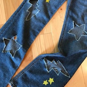 Destroyed Ripped Jeans With Cutouts, Embellished Edgy Stars and Bolts ...