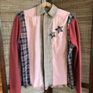 Mixed Print Button-down Shirt for Fall | Oversized Spliced Shirt ...