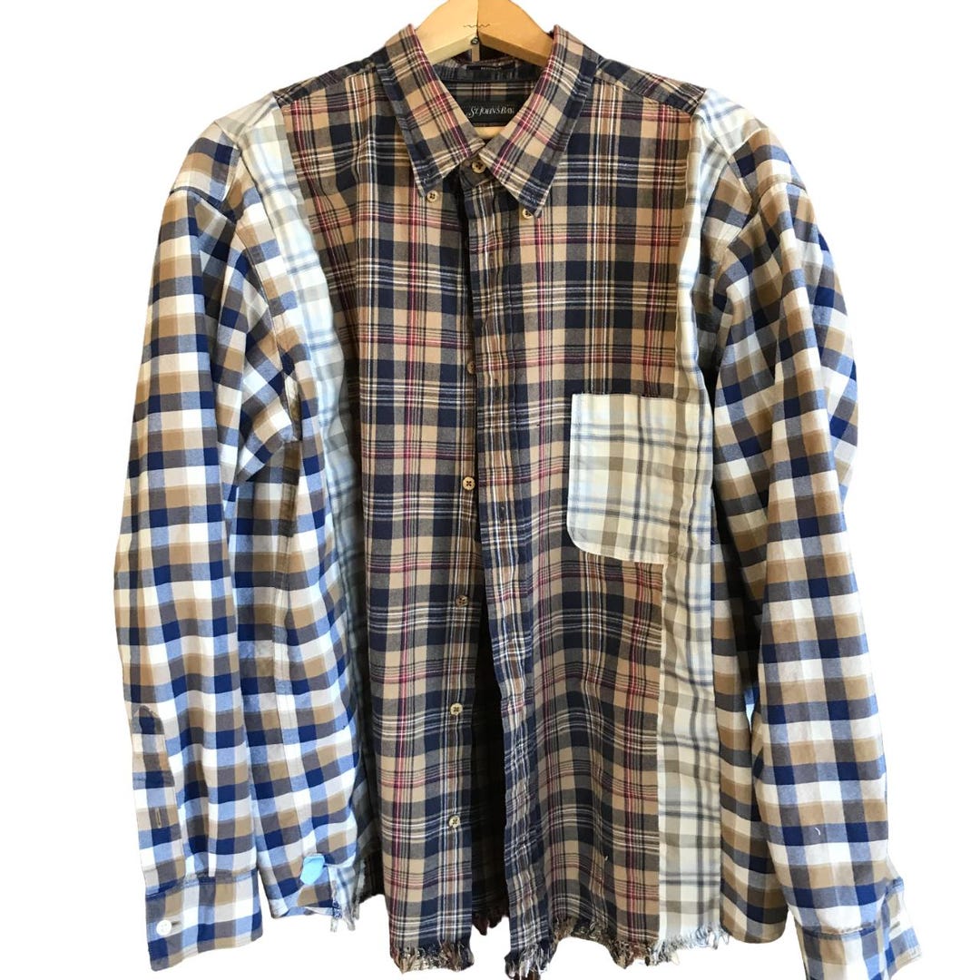 Mixed Print Button-down Shirt for Fall | Oversized Spliced Shirt in ...