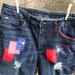 Women's Size 16 Ripped Denim Cutoffs, Upcycled Patched 4th of July ...