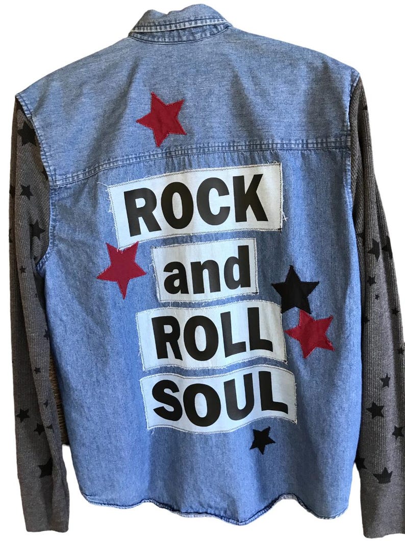 Upcycled Denim Jacket: Women's M, Rock and Roll Patches, Concert Shirt ...