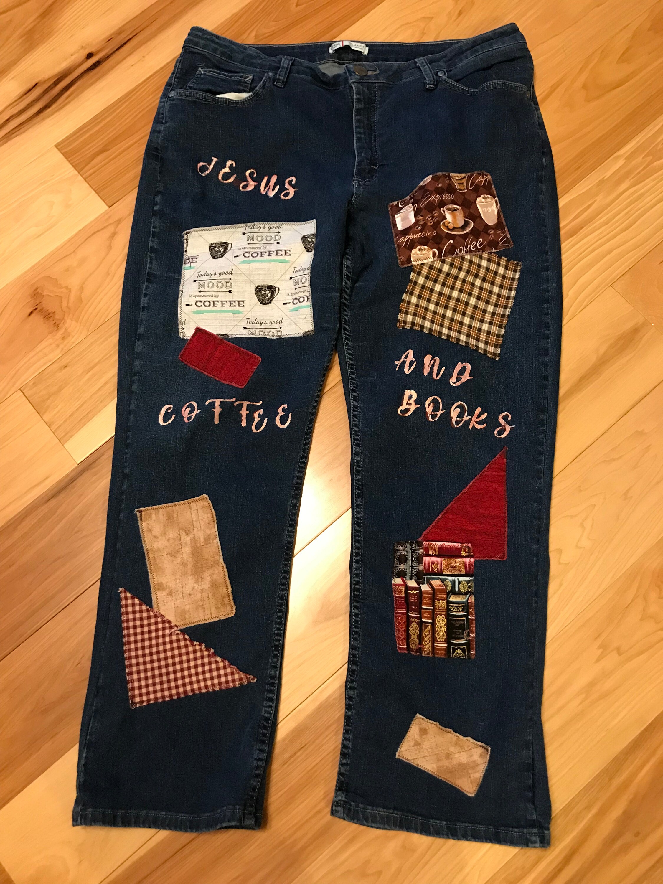 Boho Hippie Patchwork Jeans Upcycled Women's Plus Size, Handmade ...