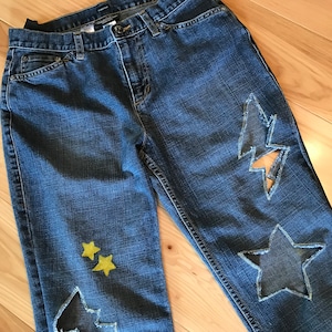 Destroyed Ripped Jeans With Cutouts, Embellished Edgy Stars and Bolts ...
