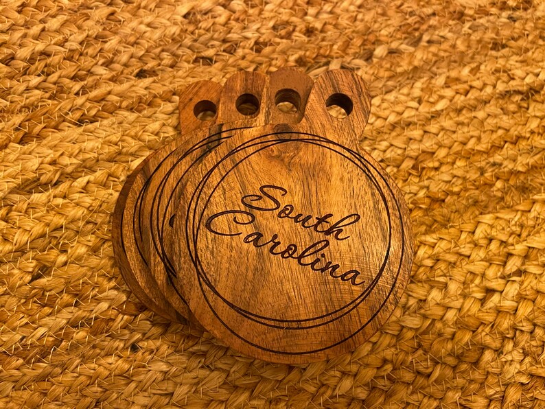 Palmetto Moon / South Carolina Acacia Hanging Coasters - Etsy