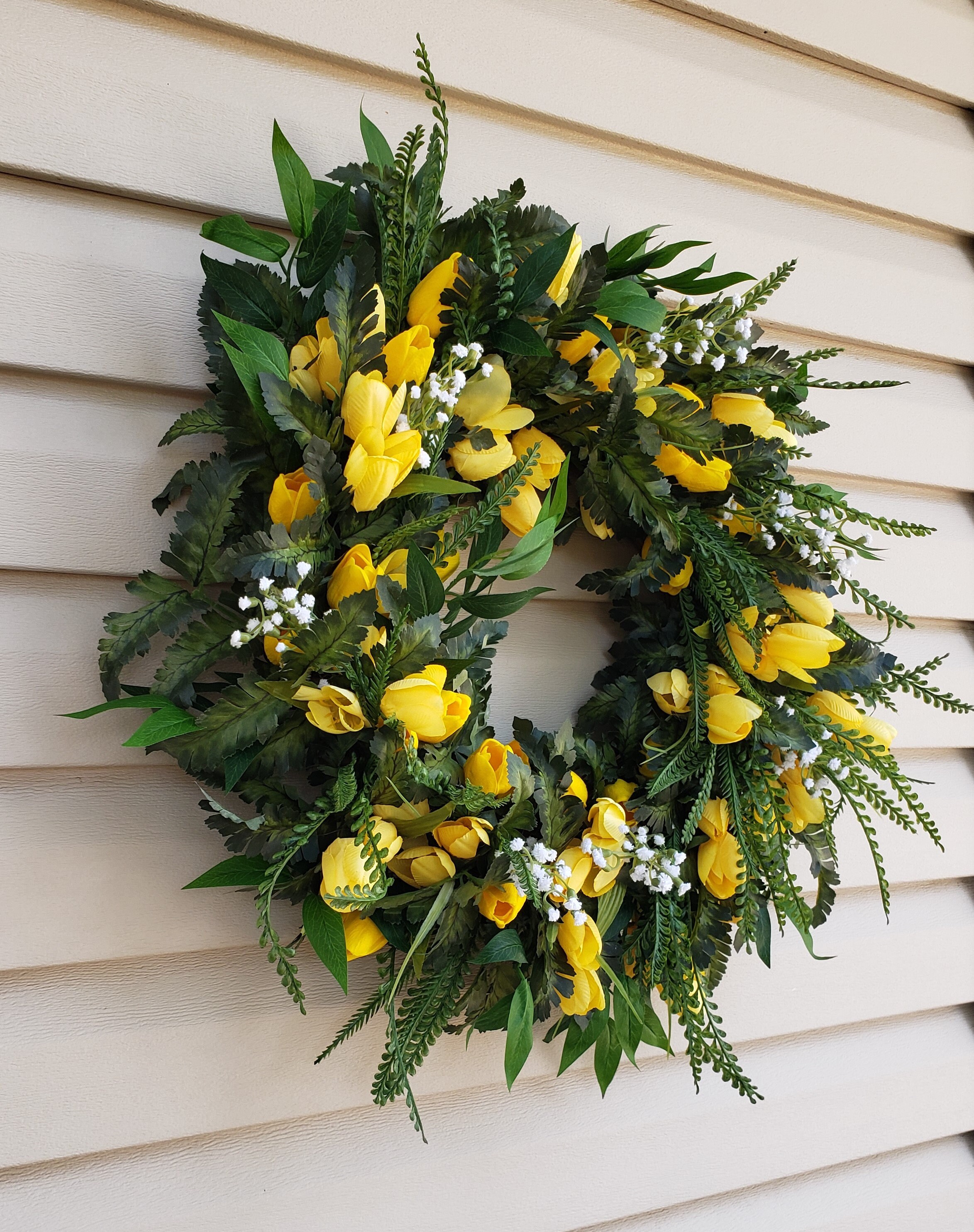 Yellow Spring Tulip Wreath for Front Door; Farmouuse Cottage Country ...