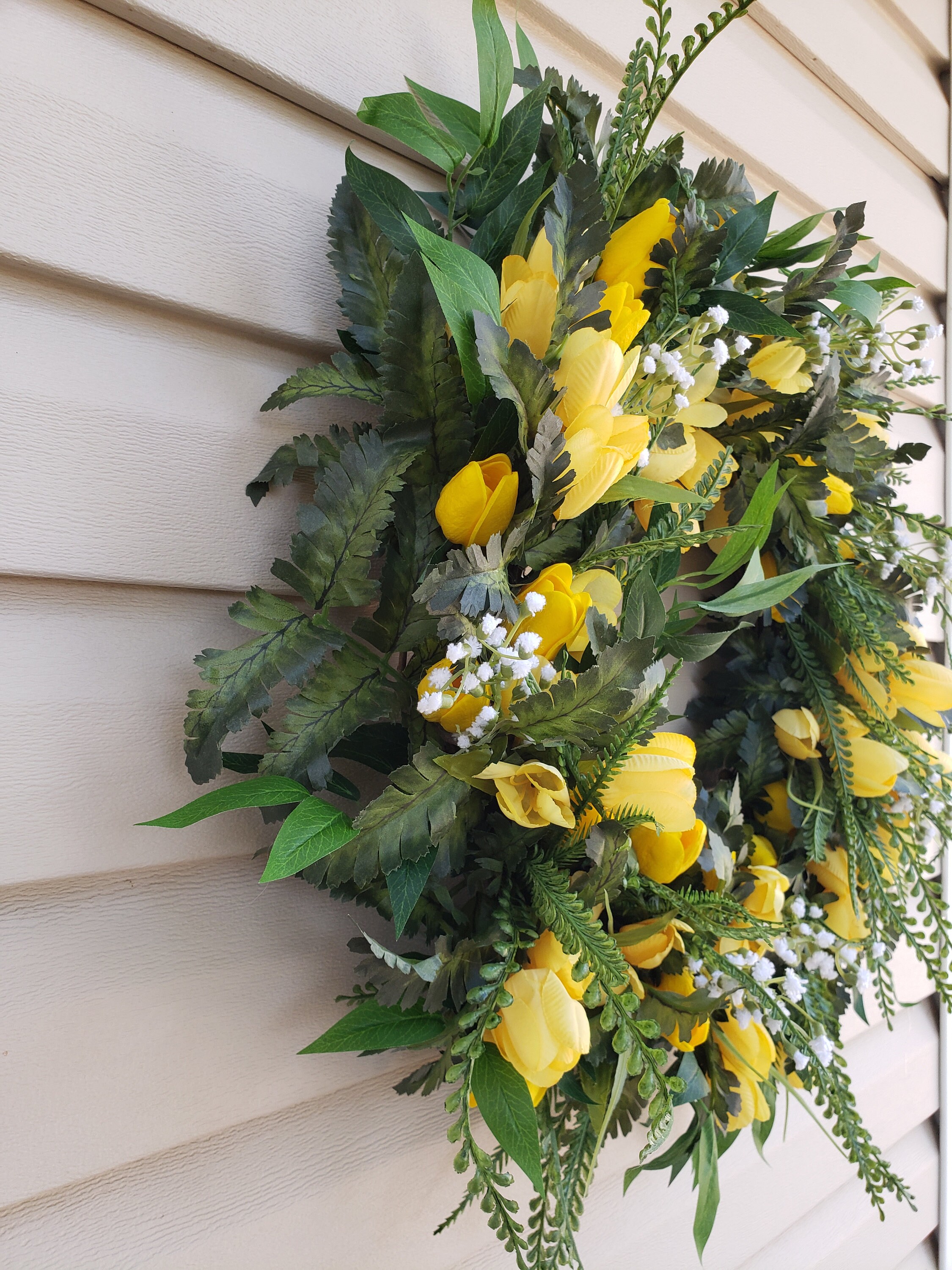 Yellow Spring Tulip Wreath for Front Door; Farmouuse Cottage Country ...