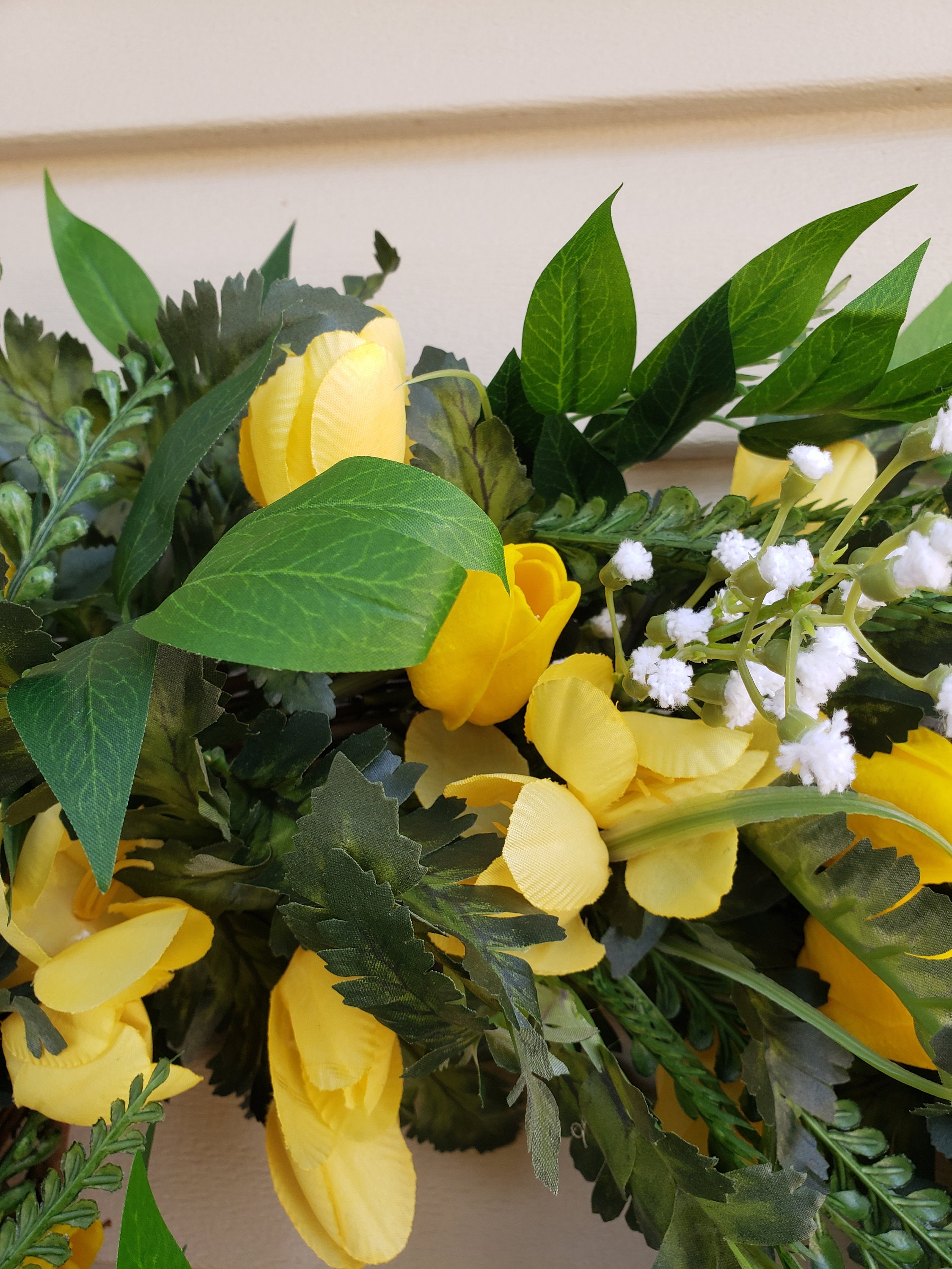 Yellow Spring Tulip Wreath for Front Door Farmouuse Cottage Country ...