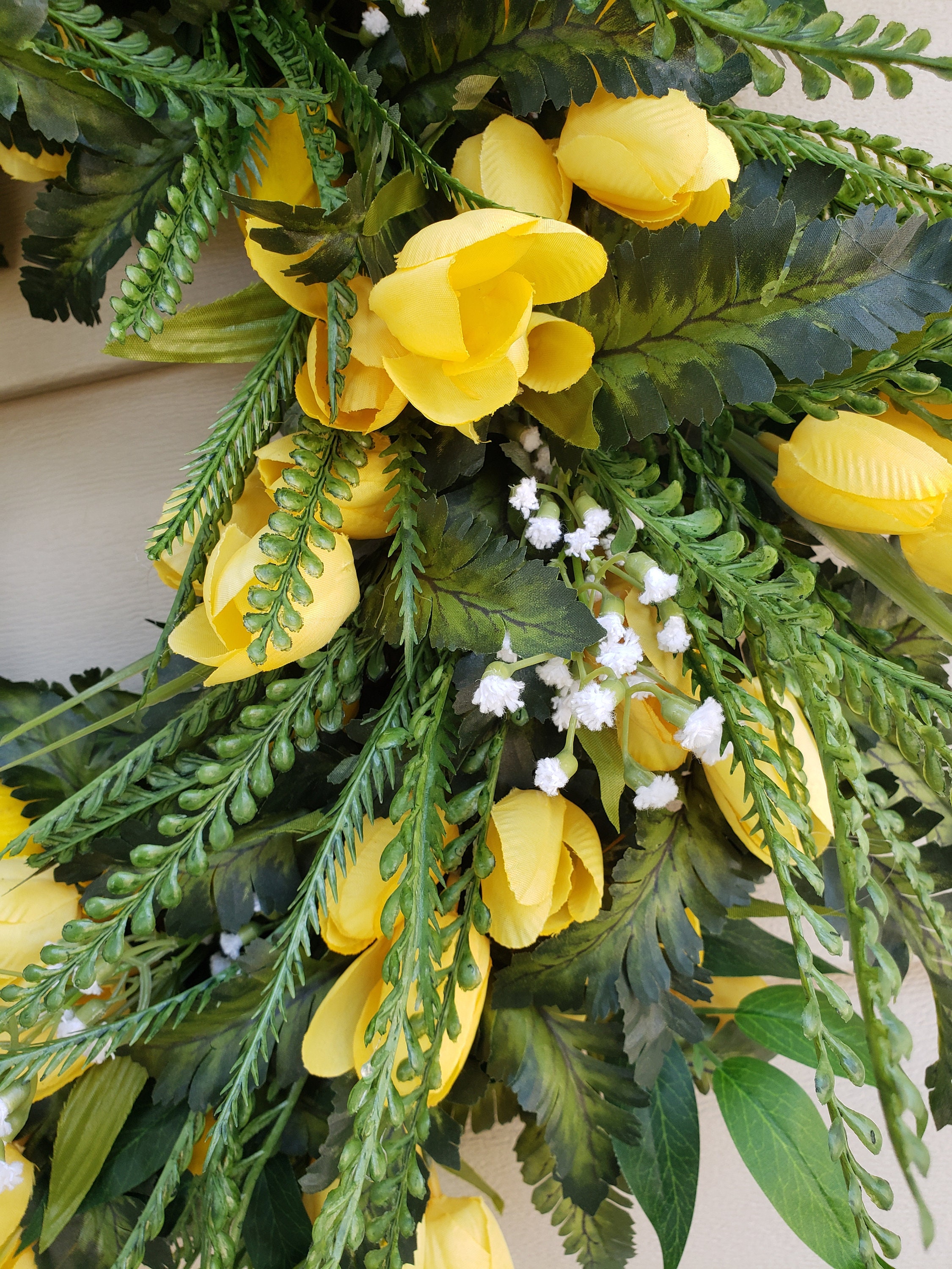Yellow Spring Tulip Wreath for Front Door Farmouuse Cottage Country ...