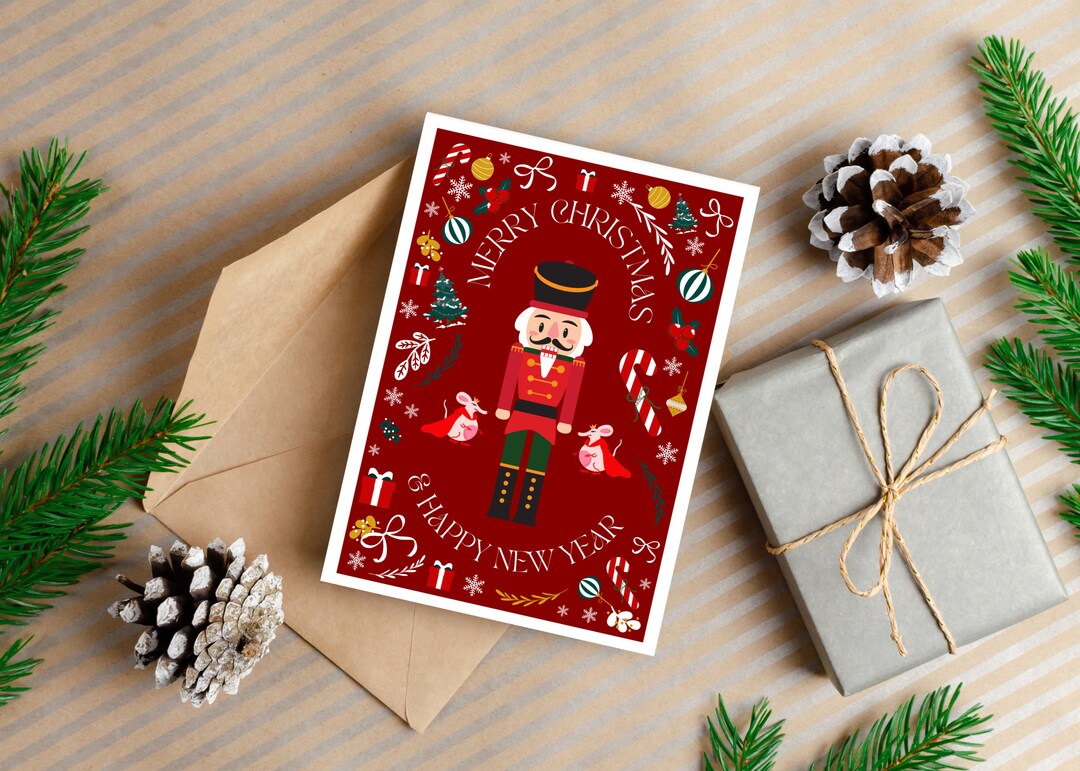 Nutcracker Merry Christmas Card Fun Bright Illustrations Holiday ...