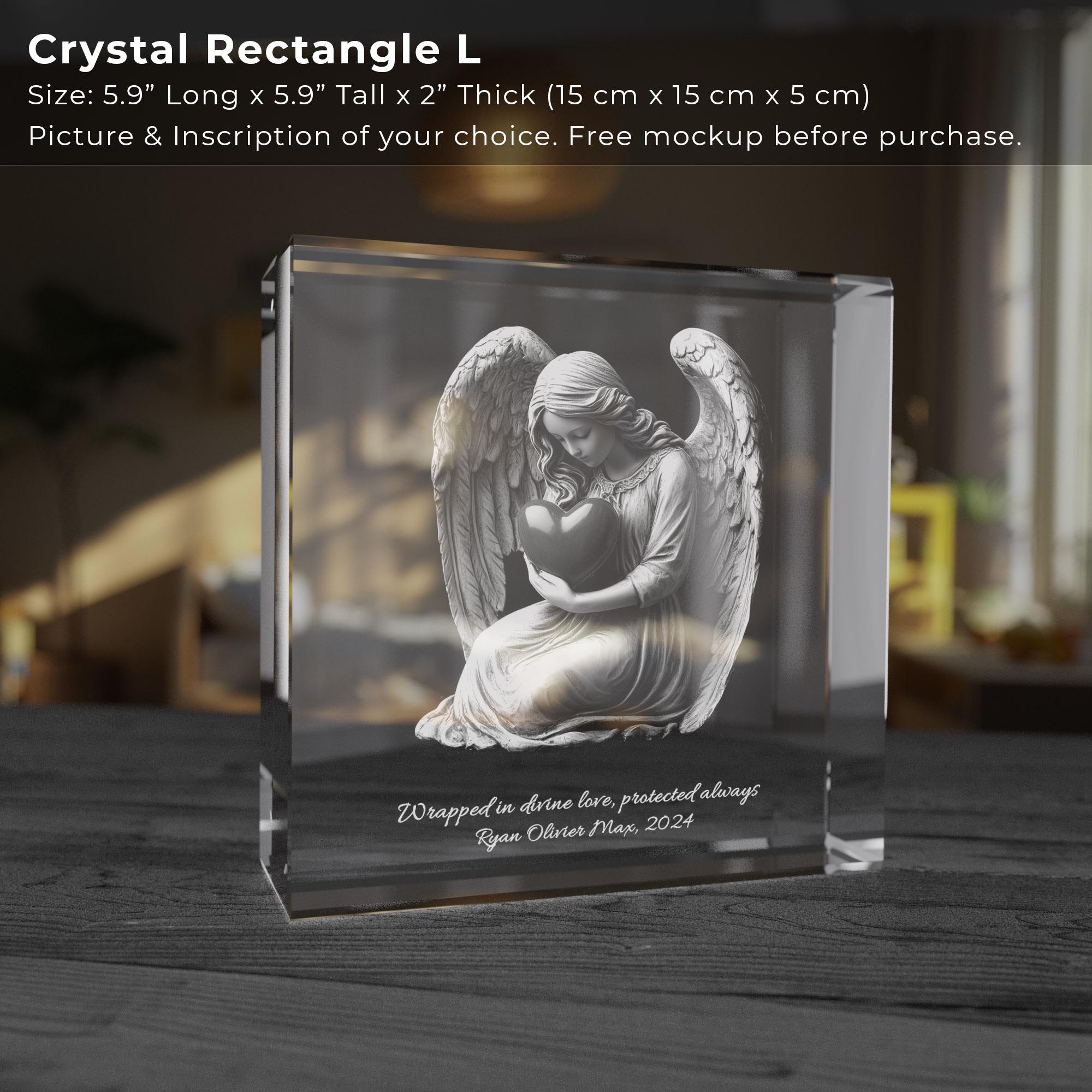 Guardian Angel Holding Heart Crystal for Baptism or Christening ...