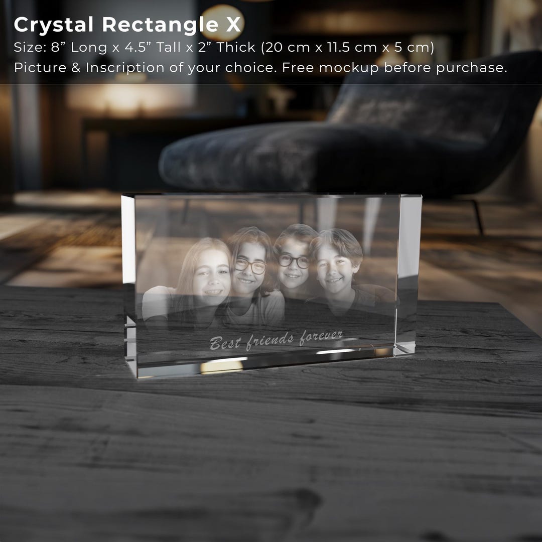 Custom 3D Engraved Horizontal Crystal Block | Kids, Siblings, Family ...