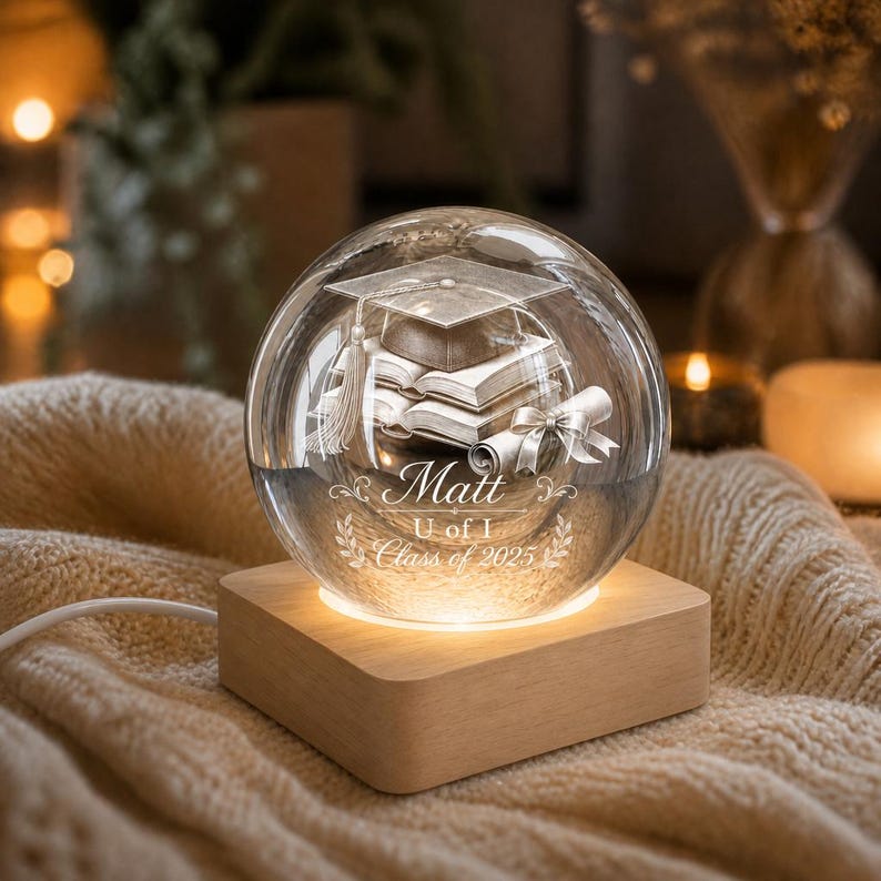 3D Photo Crystal Sphere, Laser Engraved | Graduation Gift for Him & Her ...