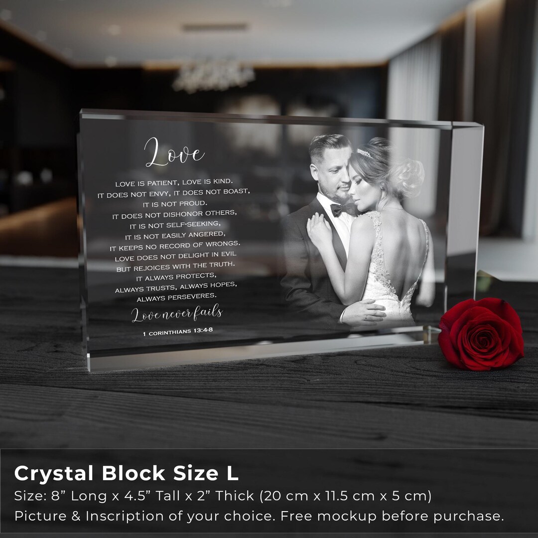 Custom 3D Photo Crystal Engraving for Weddings and Anniversaries - Etsy