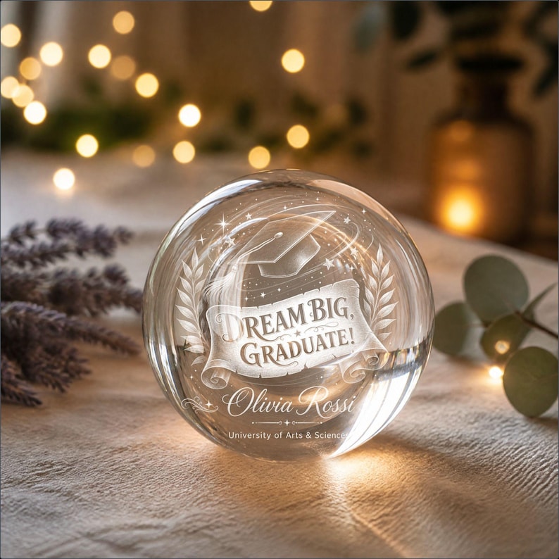 3D Photo Crystal Sphere, Laser Engraved | Graduation Gift for Him & Her ...
