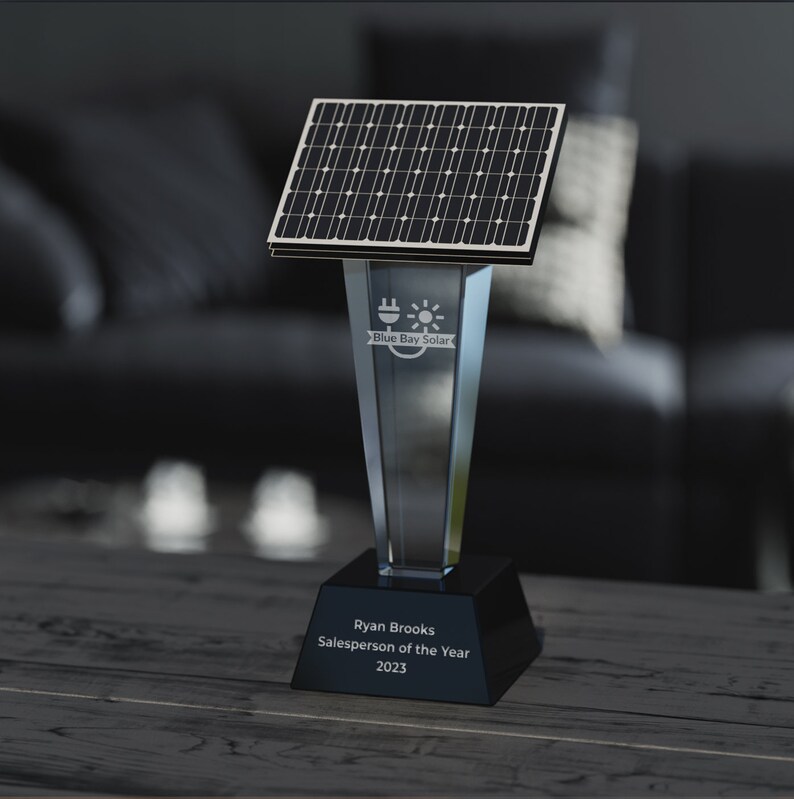 Custom Solar Power Crystal Award With Engraving | Renewable Energy ...