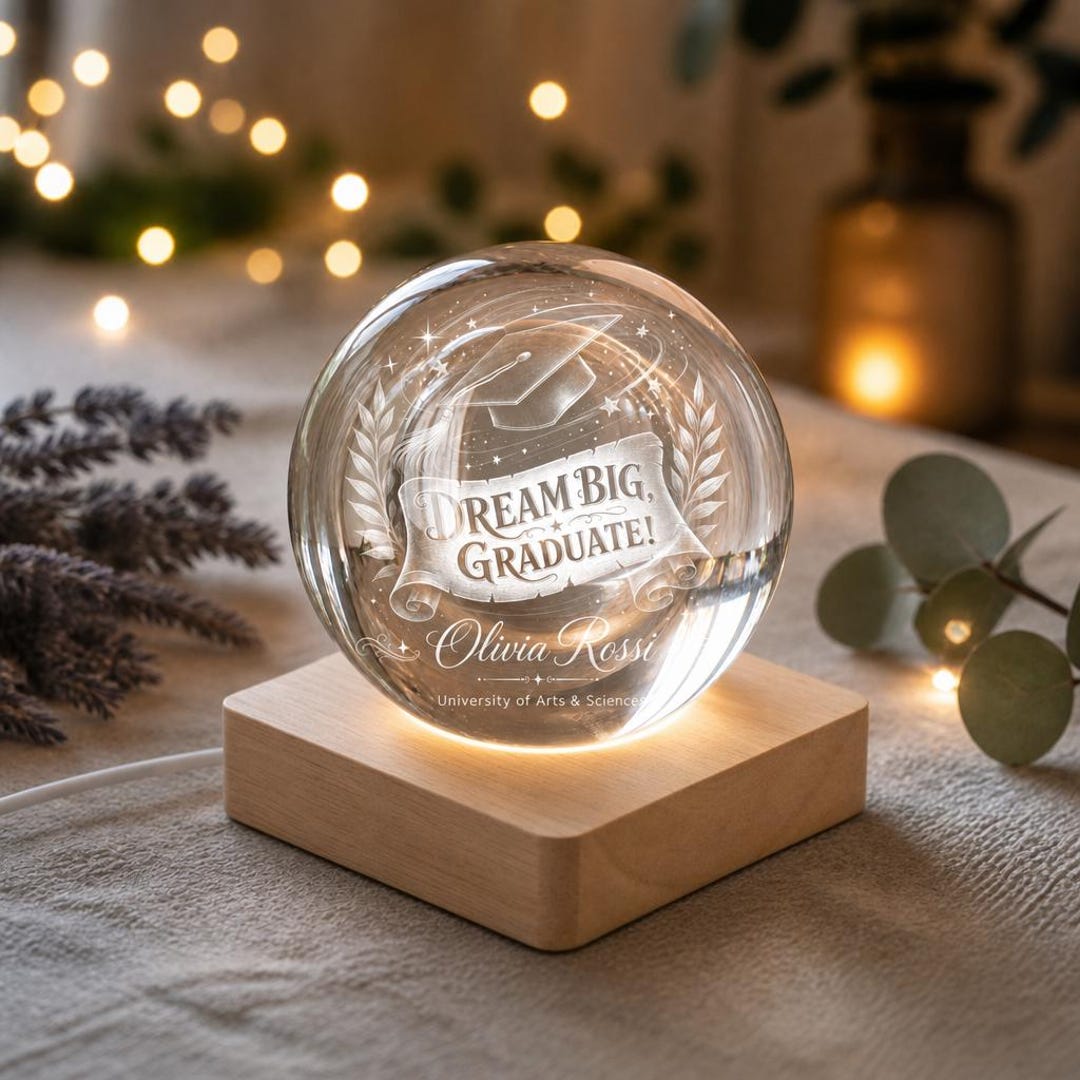 3D Photo Crystal Sphere, Laser Engraved | Graduation Gift for Him & Her ...