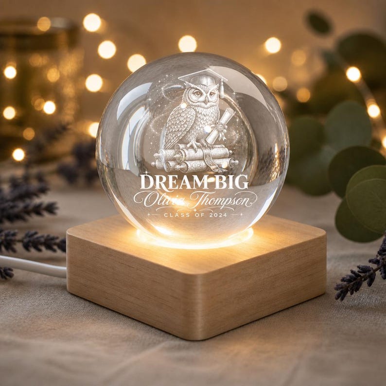 3D Photo Crystal Sphere, Laser Engraved | Graduation Gift for Him & Her ...