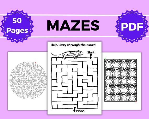 Mazes 50 Pages Road Trip Activity Pack Printable Kids - Etsy