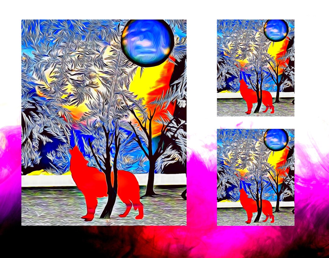 Animal Silhouette Art Red Wolf Silhouette Printable Art Instant ...