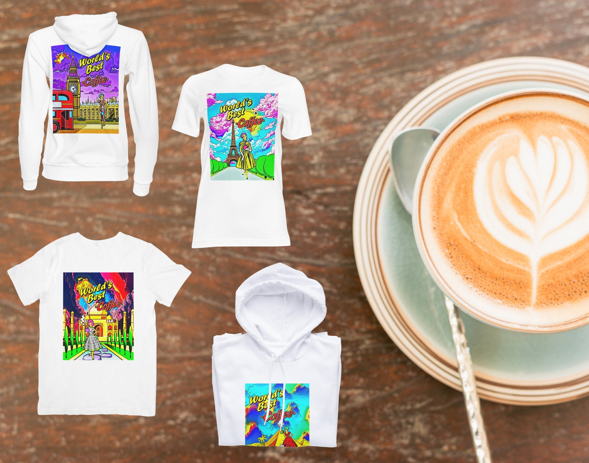 Hipster Cartoon Coffee Art Set of 5 Printable Art Coffee Lover Retro ...