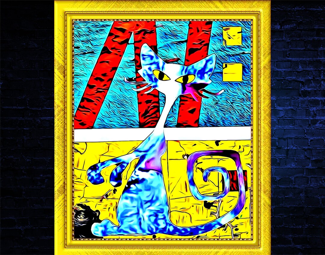 Midcentury Modern Atomic Cat Art Print Hipster Cat Wall Art Atomic Art ...