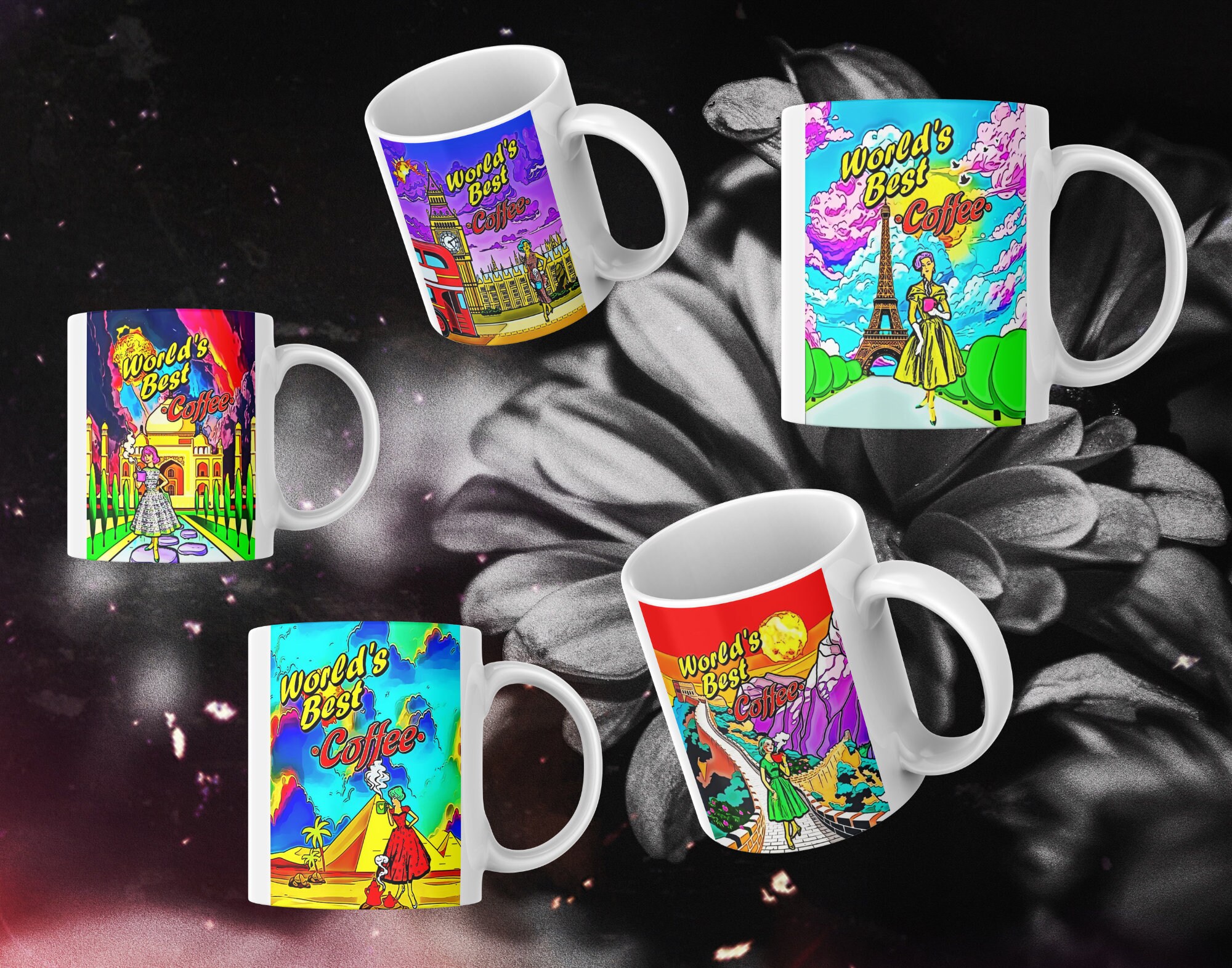 Hipster Cartoon Coffee Art Set of 5 Printable Art Coffee Lover Retro ...