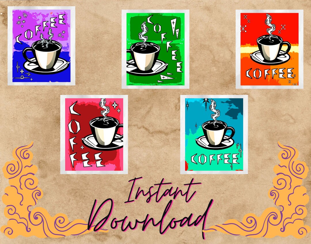 Hipster Coffee Art Retro Printable Art Coffee Lover Art Retro Coffee ...