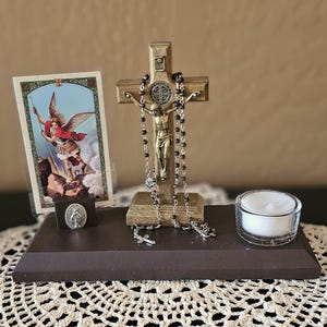 Catholic Wooden Tabletop Altar: Portable Home Sanctuary With Rosary - Etsy