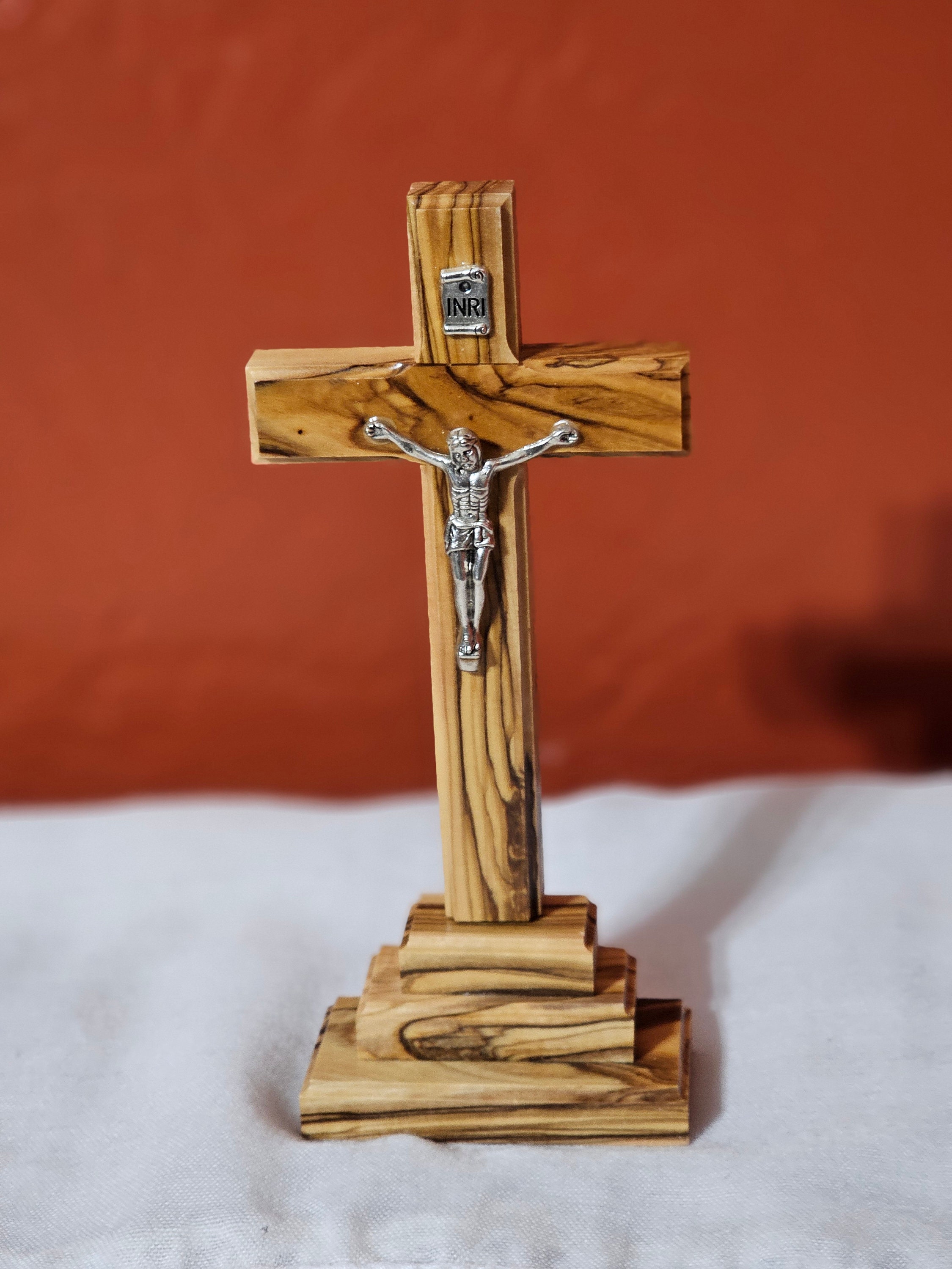 Catholic Olive Wood Tabletop Crucifix. Made in Jerusalem. - Etsy