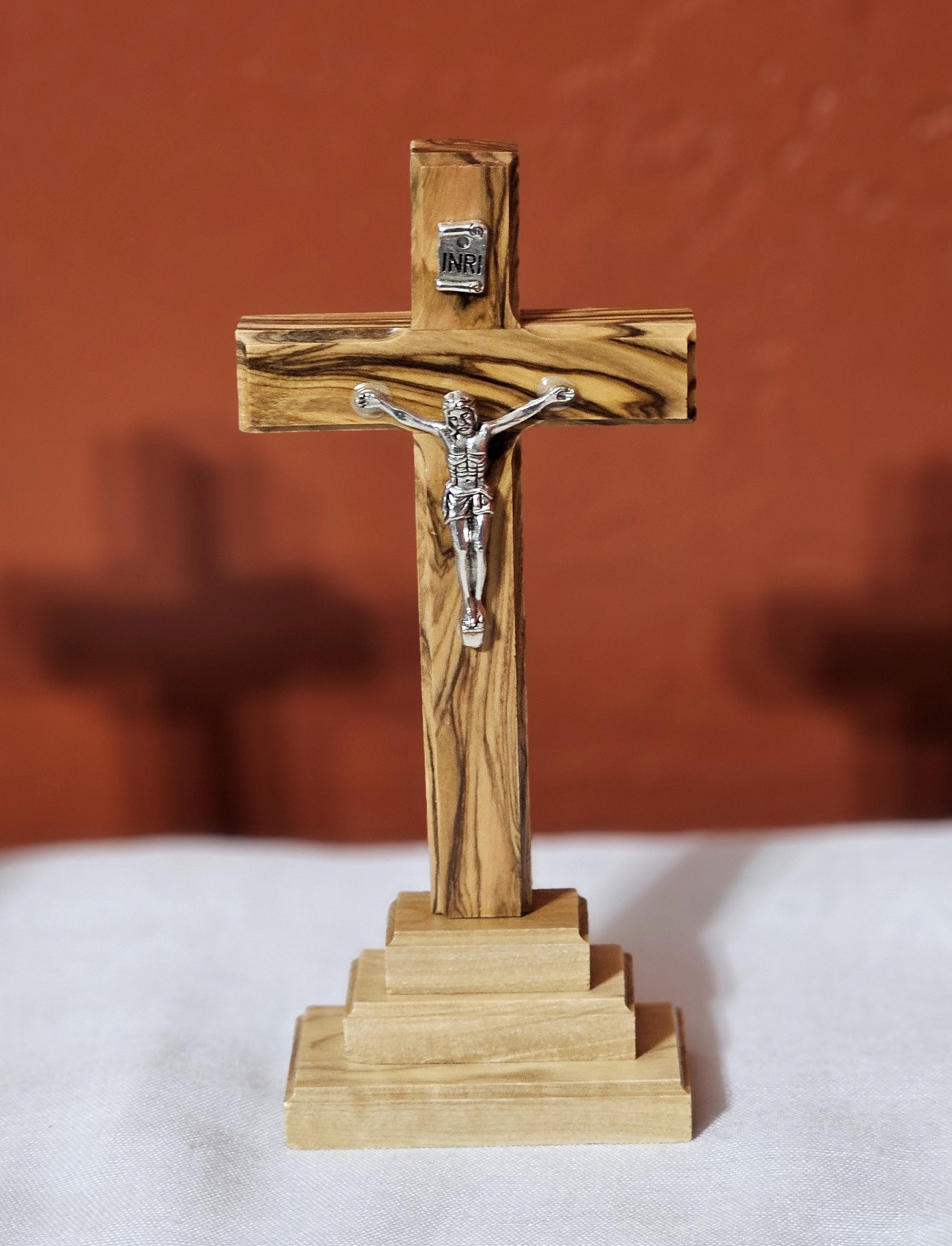 Catholic Olive Wood Tabletop Crucifix. Made in Jerusalem. - Etsy