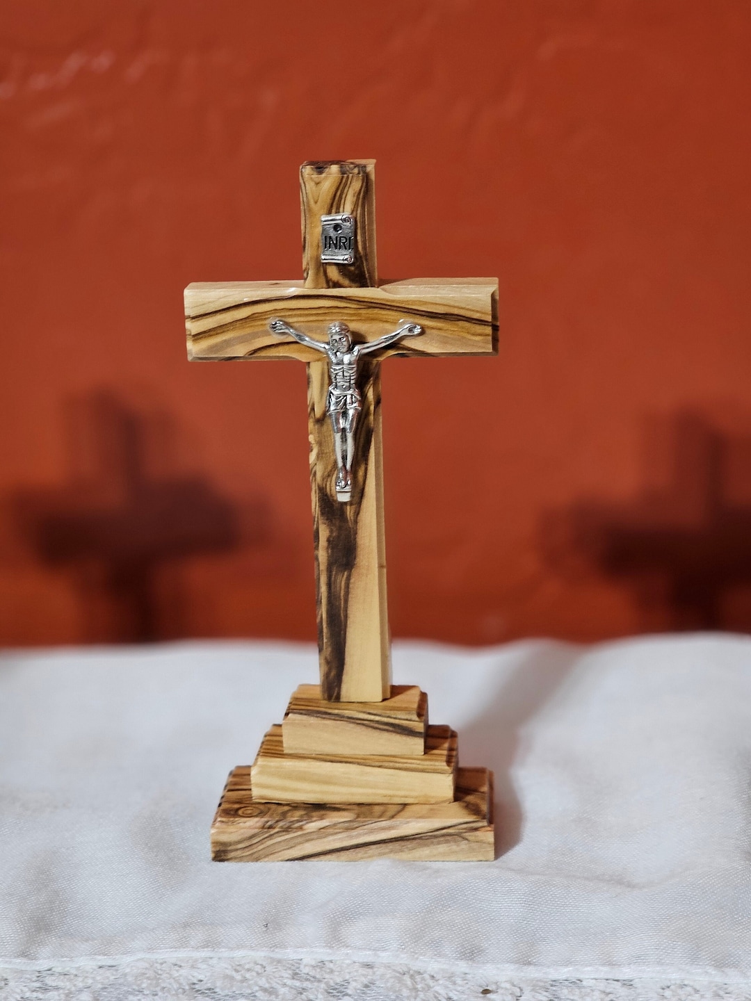 Catholic Olive Wood Tabletop Crucifix. Made in Jerusalem. - Etsy