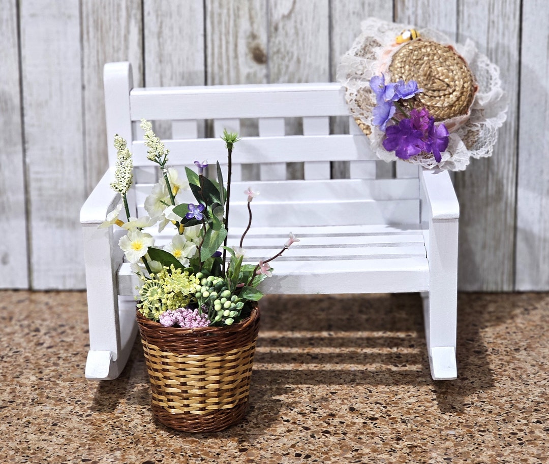 Hand Crafted White Wood Rocker. Prop, for Byers Choice Carolers or ...