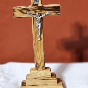 Catholic Olive Wood Tabletop Crucifix. Made in Jerusalem. - Etsy