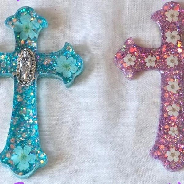 Resin and Dried Flowers Cross - Etsy