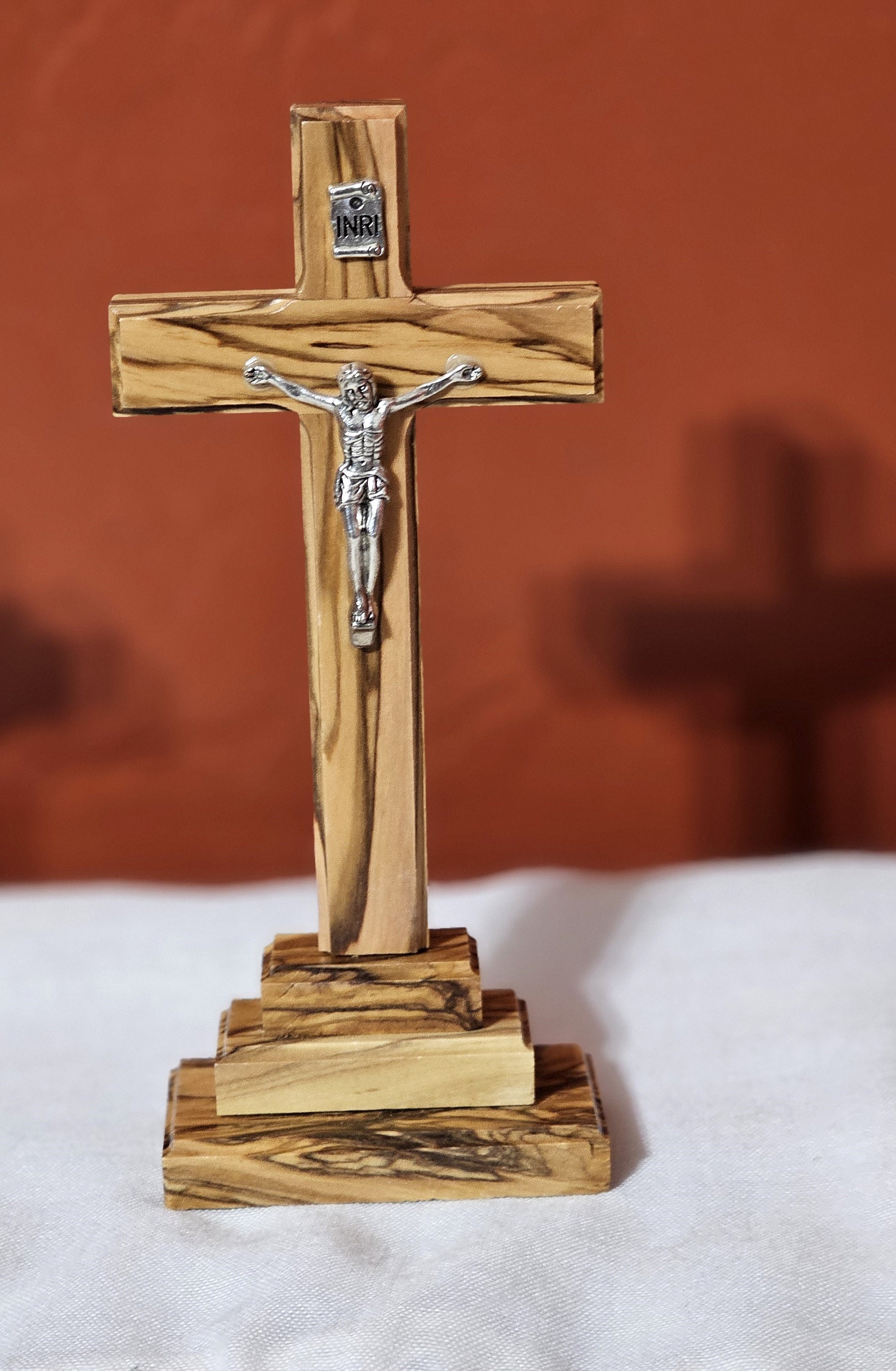 Catholic Olive Wood Tabletop Crucifix. Made in Jerusalem. - Etsy