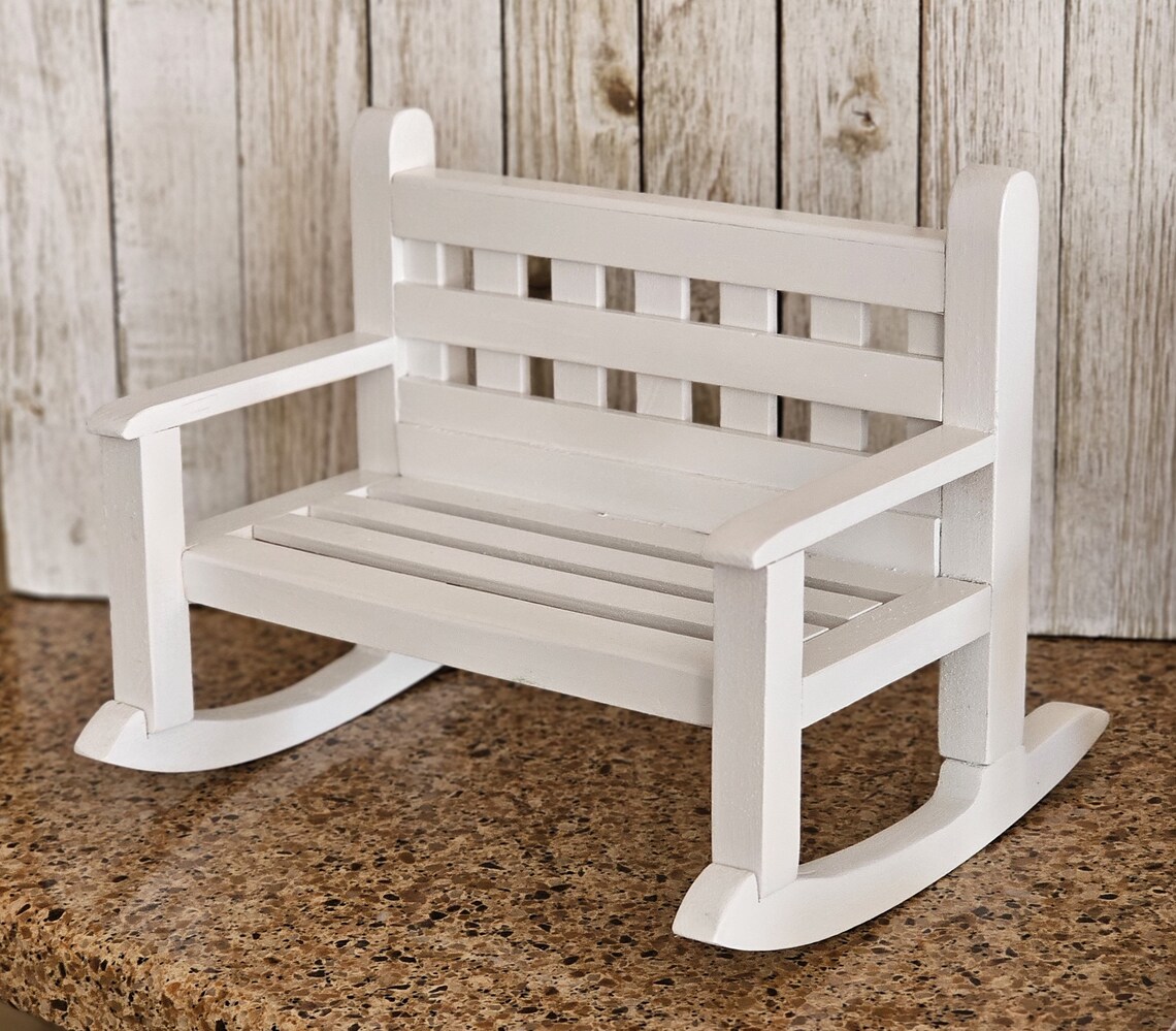 Hand Crafted White Wood Rocker. Prop, for Byers Choice Carolers or ...