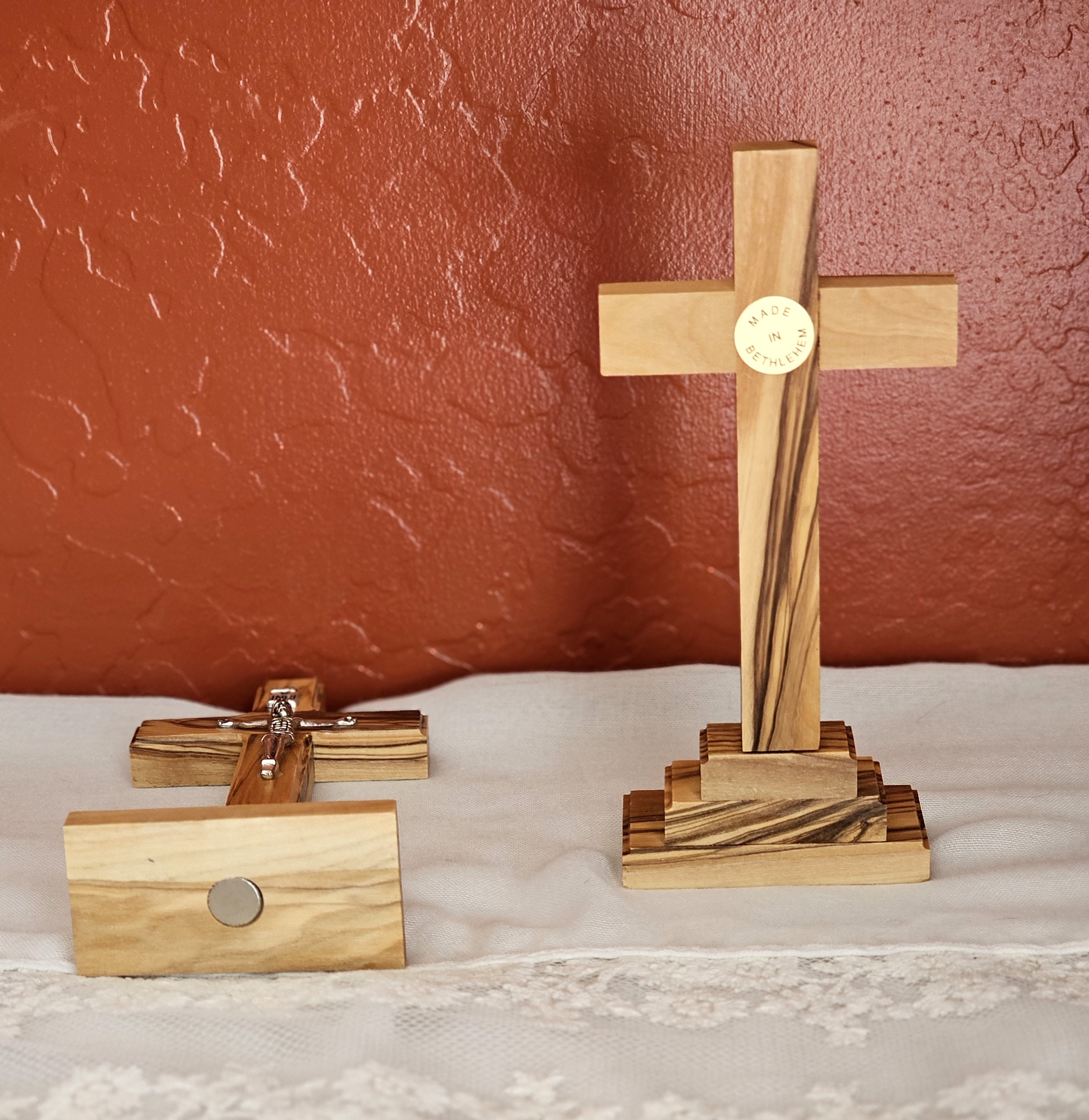 Catholic Olive Wood Tabletop Crucifix. Made in Jerusalem. - Etsy