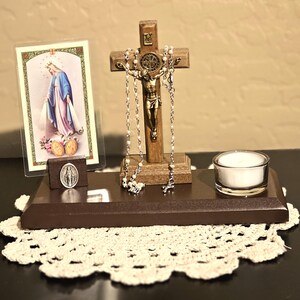 Catholic Wooden Tabletop Altar: Portable Home Sanctuary With Rosary - Etsy
