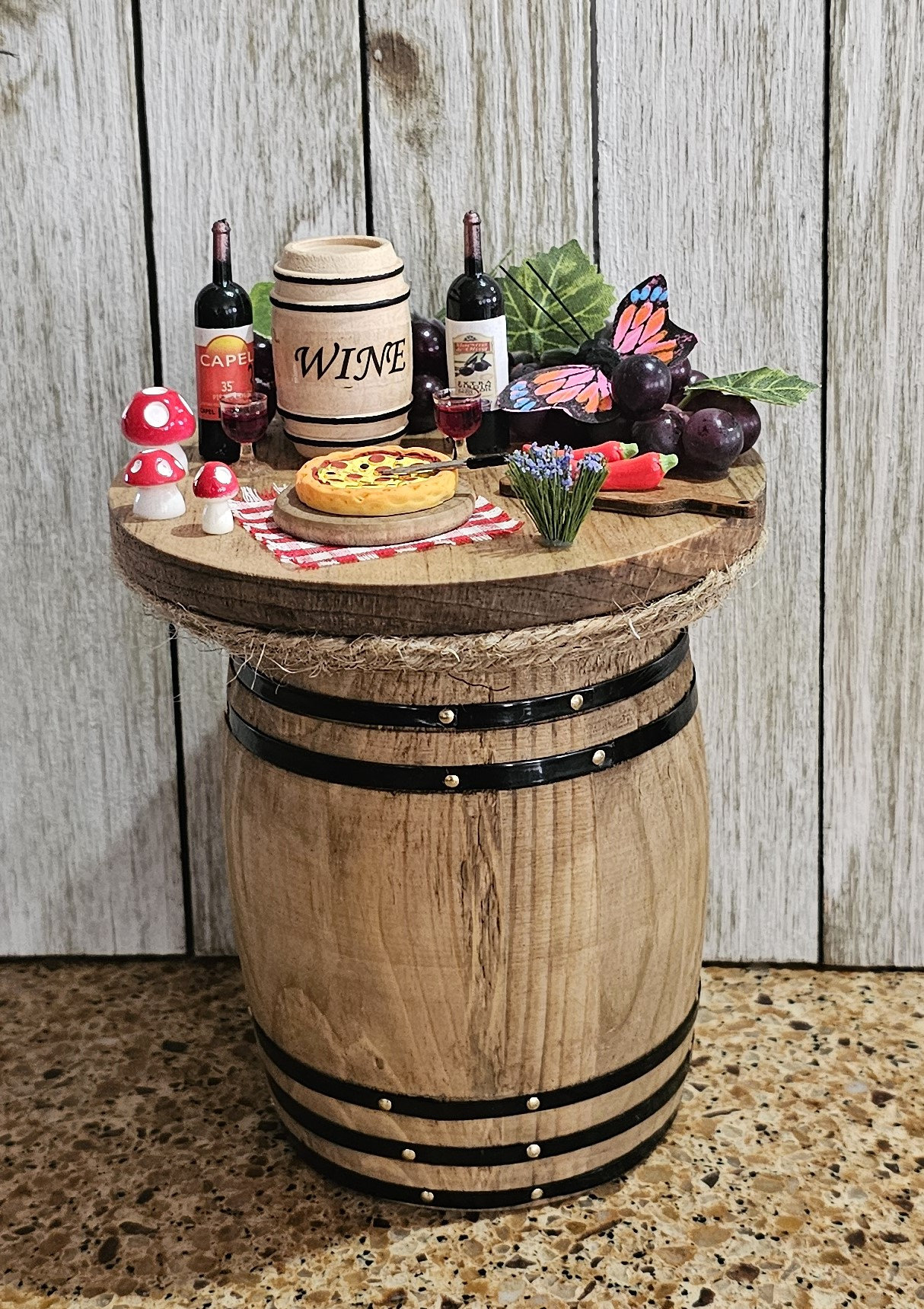 Red Wine Barrel Table for Byers Choice Carolers or Dolls. A Great Prop ...