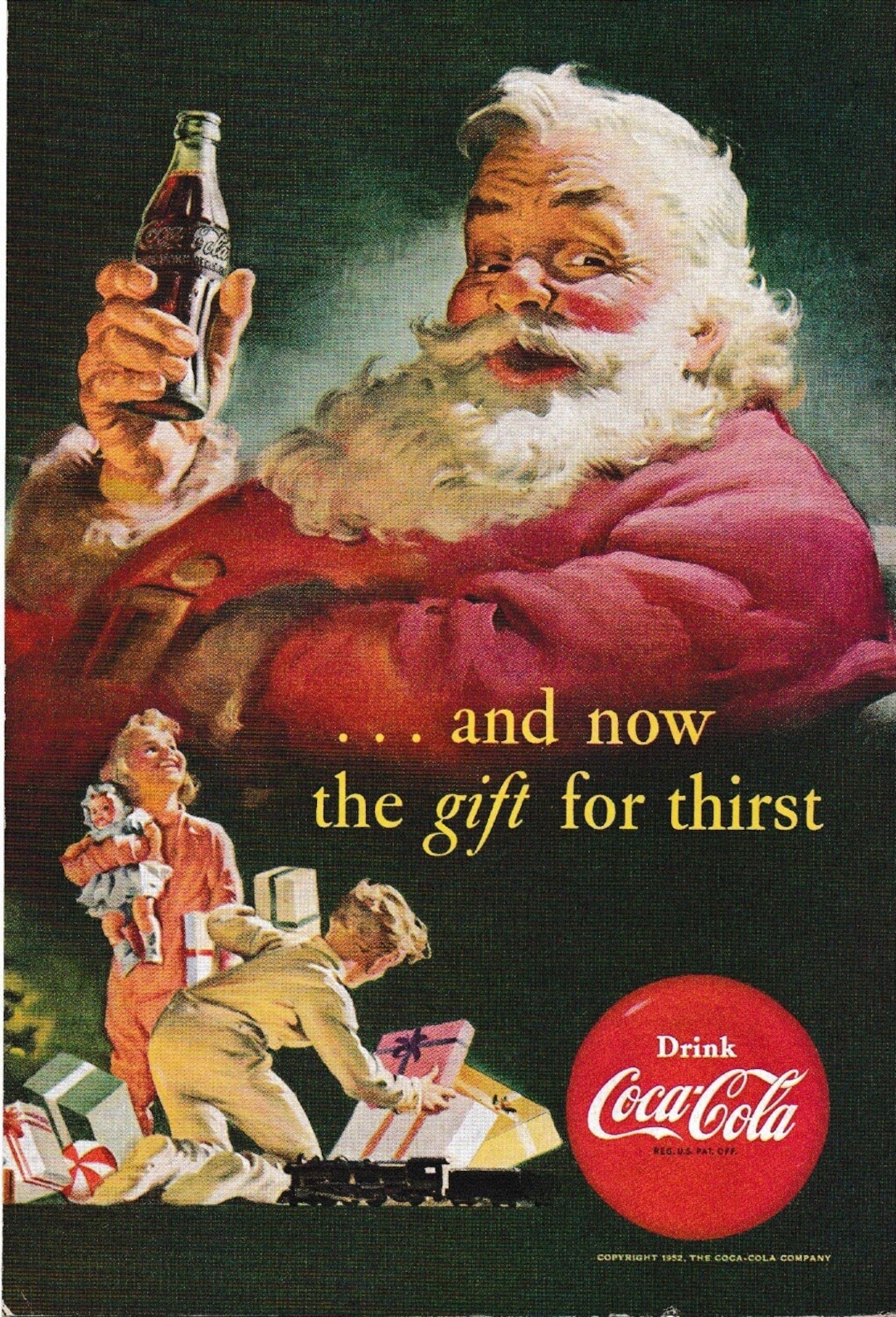 1952 Vintage Coca-cola Print Ad, Classic Coke Ad With Santa Claus, 1950 ...