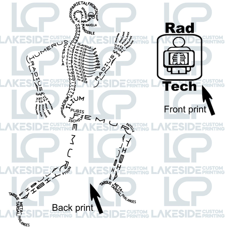 Radiology Tech Full Skeleton Digital Download Sublimation or Cut File ...