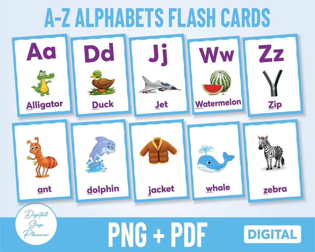 A-Z Falsh Cards Alphabet Flash Cards Clipart Picture - Etsy